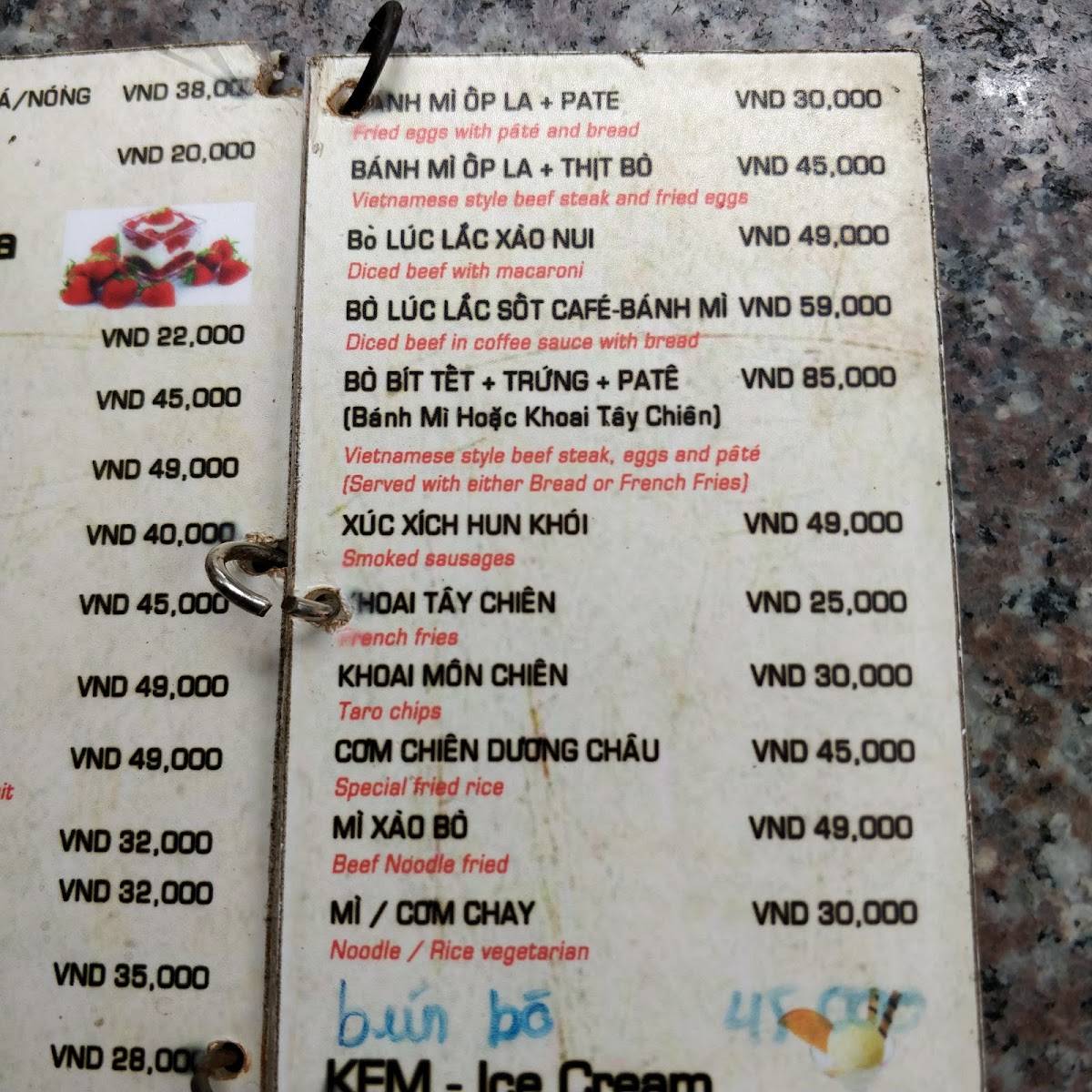 Menu at Container Coffee cafe, Ho Chi Minh City, 138 Đường số 1