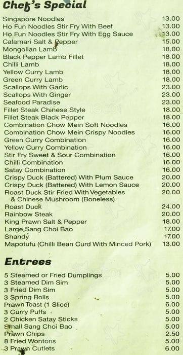 Menu at Coolangatta Chinese Restaurant and Takeaway, Coolangatta, 118 ...