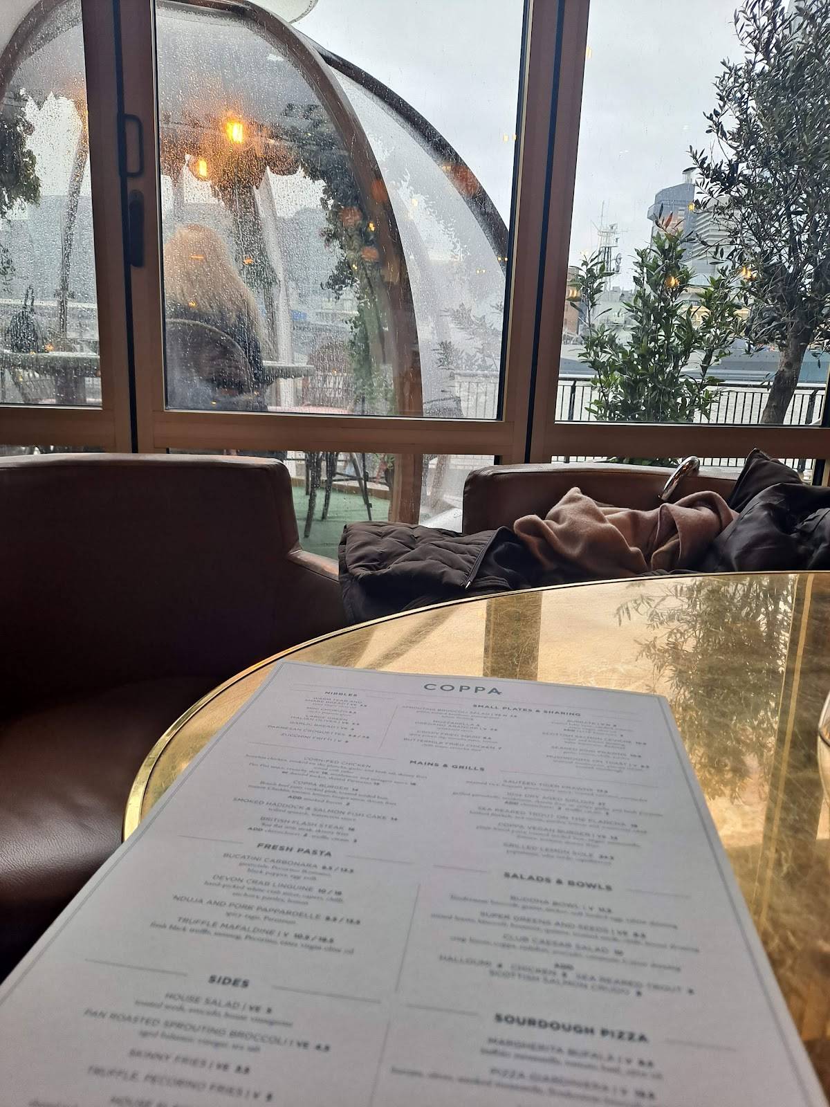 Menu at Coppa Club Tower Bridge, London, 3 Three Quays Walk