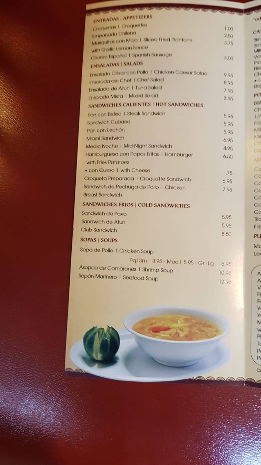 Menu at Coral Restaurant, Miami, NW 82nd Ave