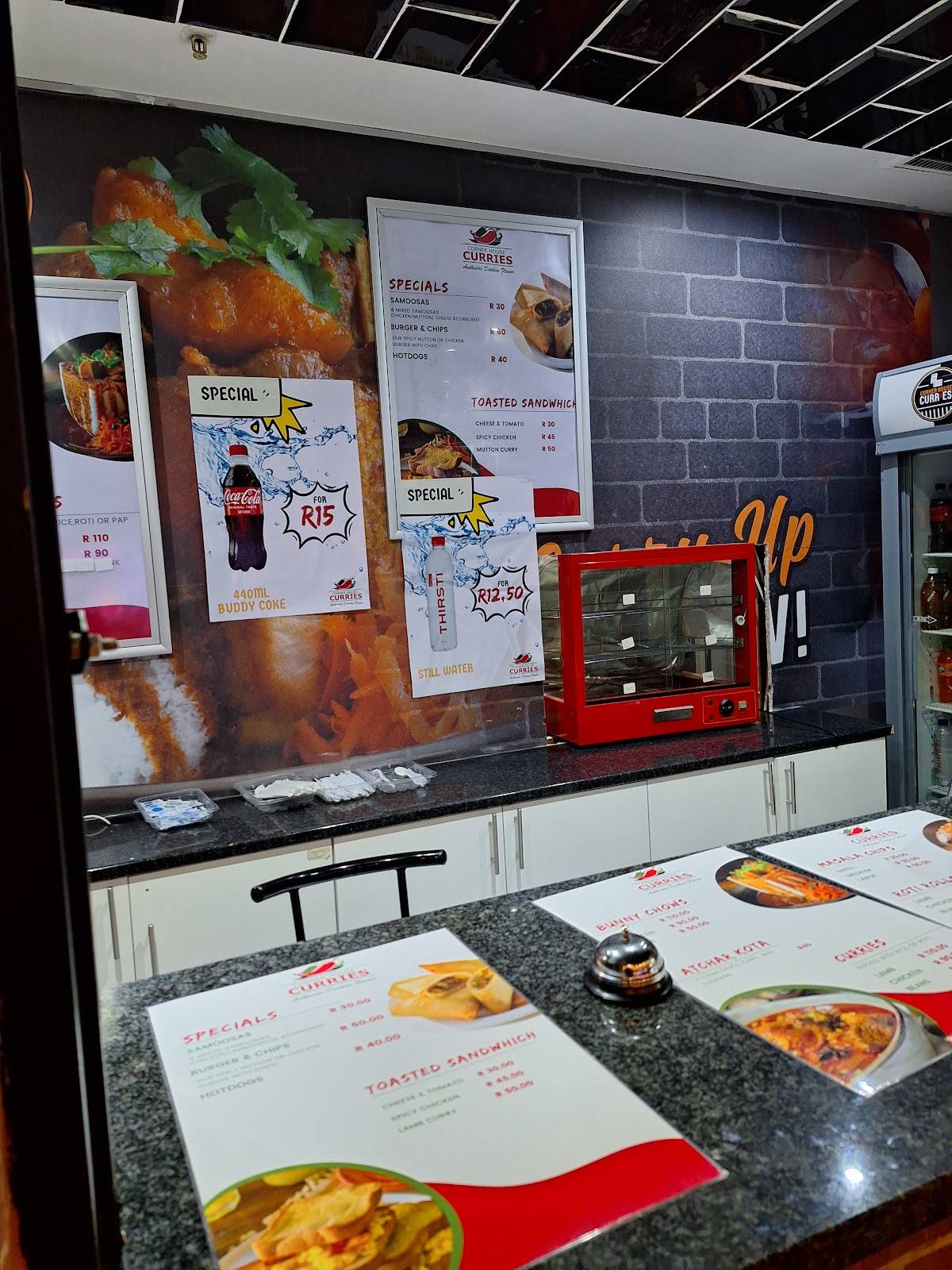 Menu at Corner House Curries restaurant, Johannesburg