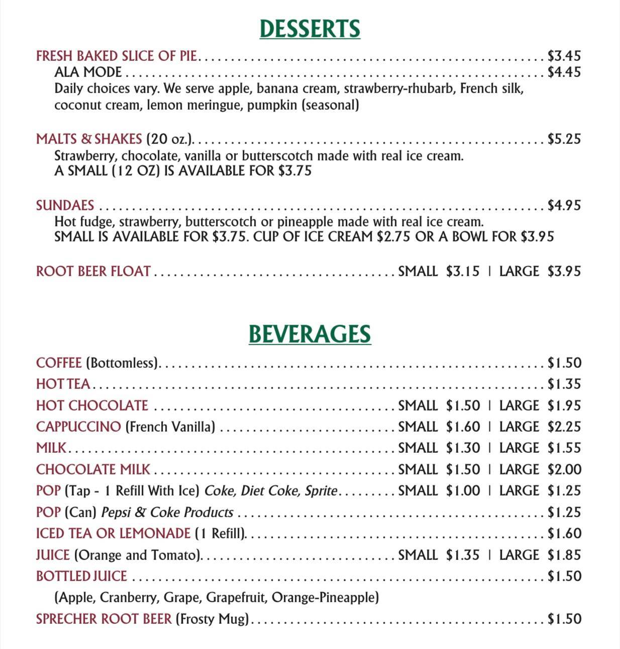 Menu at Corral Bar & Riverside Grill, Durand