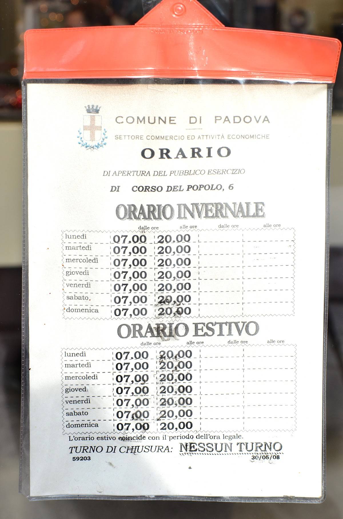 Menu da Corso CCXXII Padova ristorante, Padova