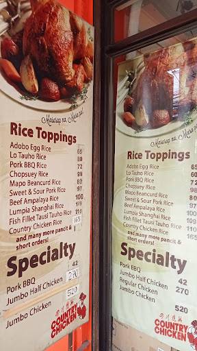 Menu at Country Chicken restaurant, Manila, Masangkay St