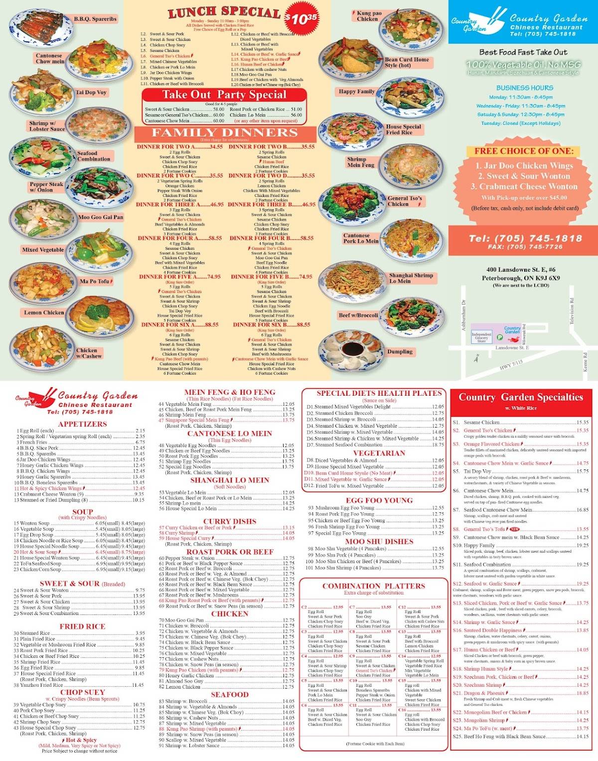 Menu at Country Garden restaurant, Peterborough