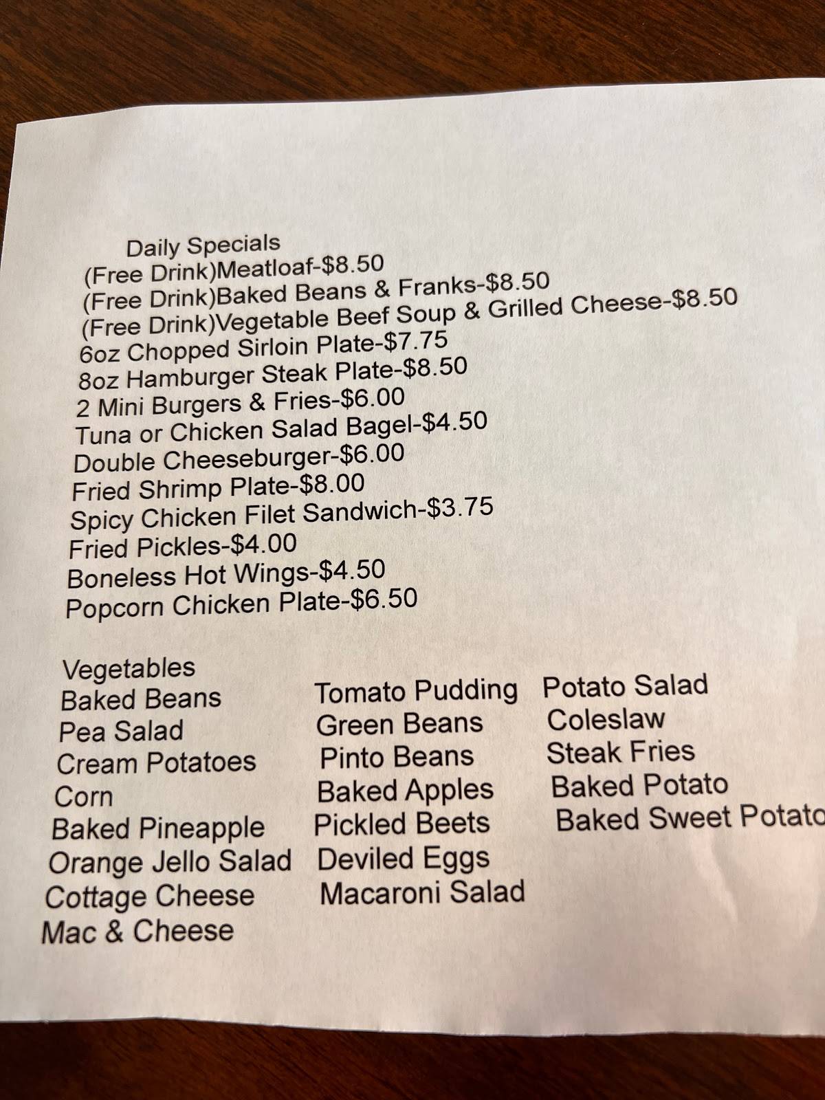 Menu at County Line Cafe, Galax