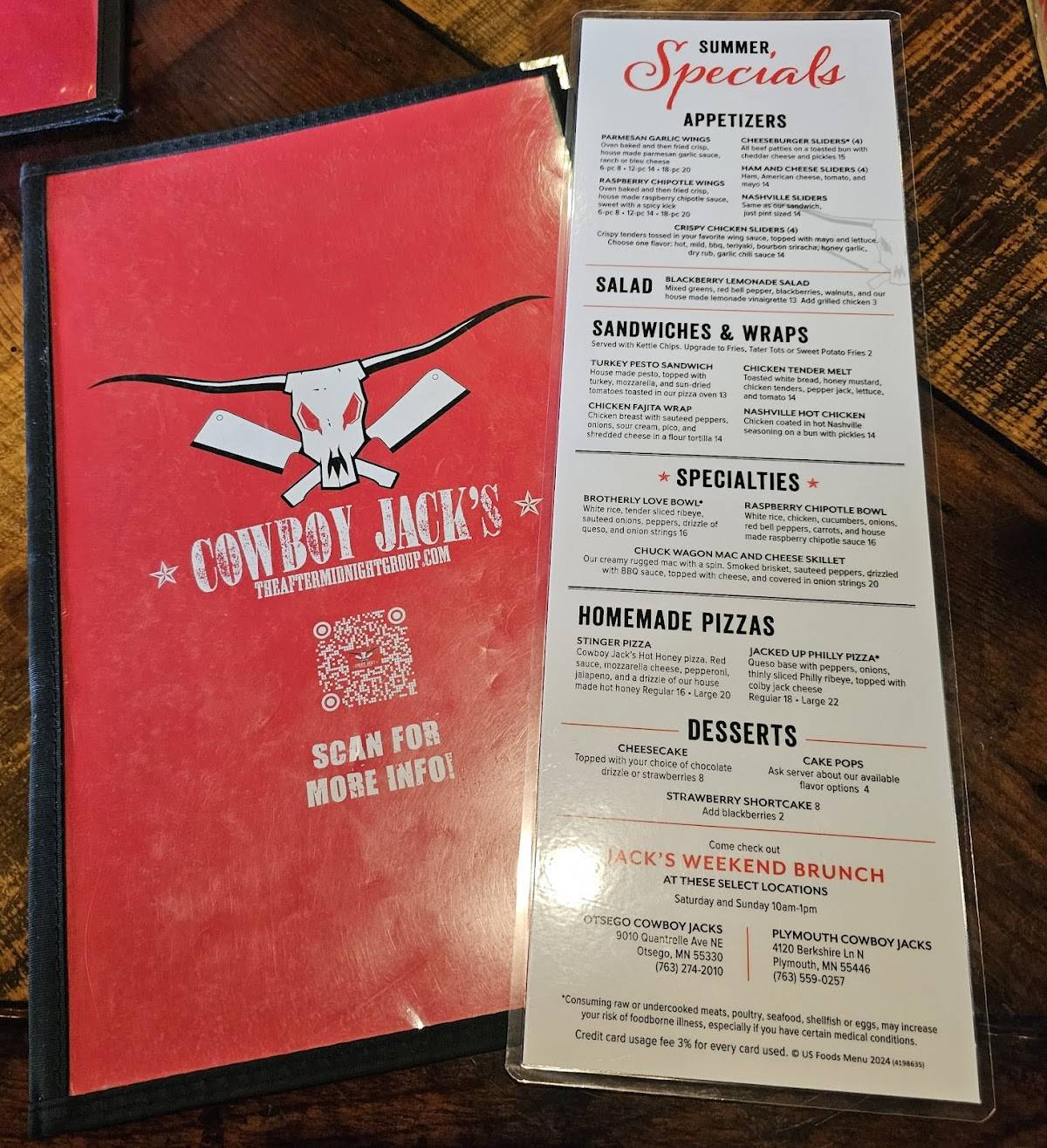 Menu at Cowboy Jack's Plymouth pub & bar, Plymouth