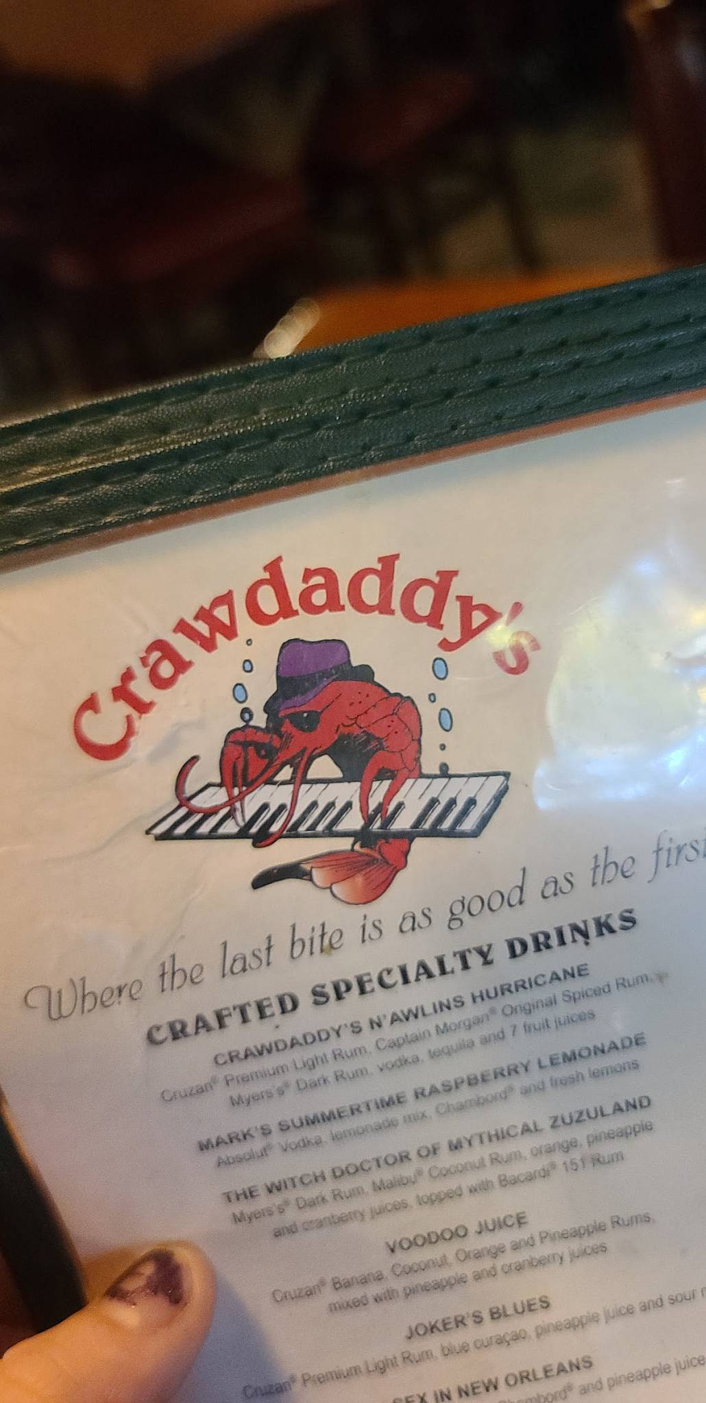 Menu at Crawdaddy's Grill and Raw Bar, Jensen Beach