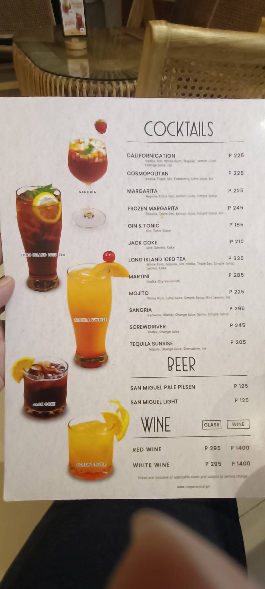 Menu at Crêpe Central restaurant, Quezon City