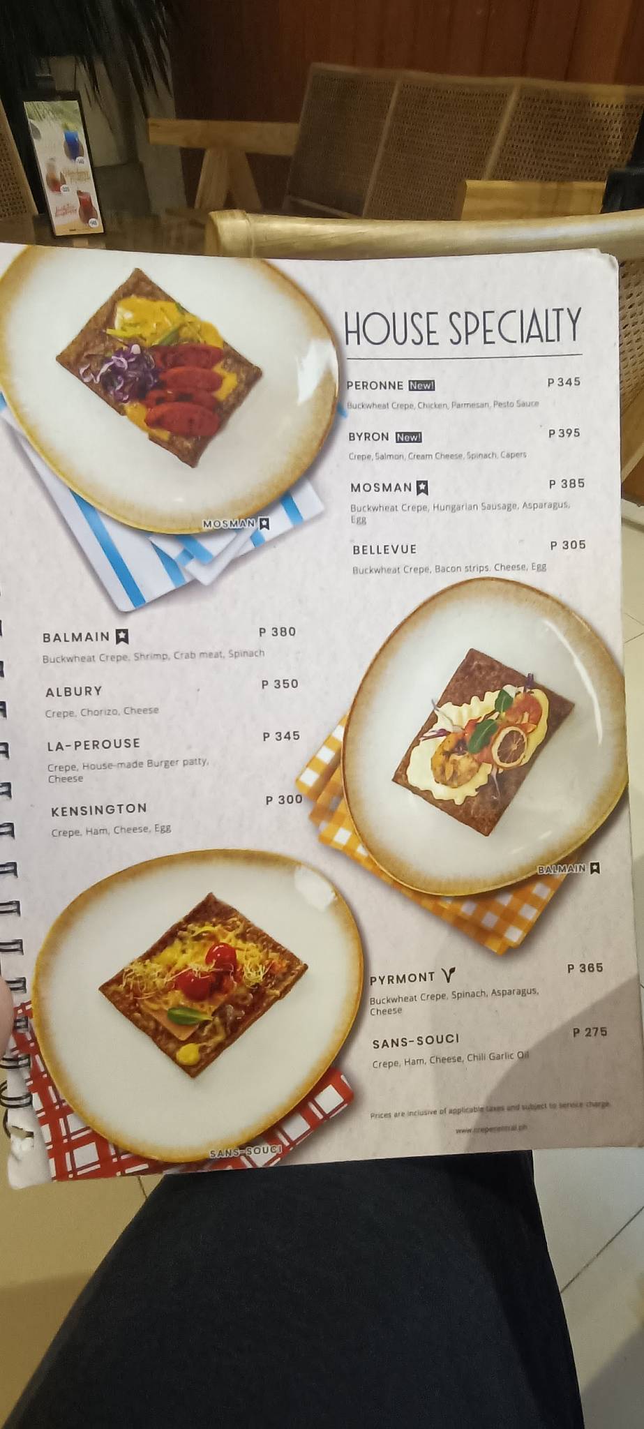 Menu at Crêpe Central restaurant, Quezon City