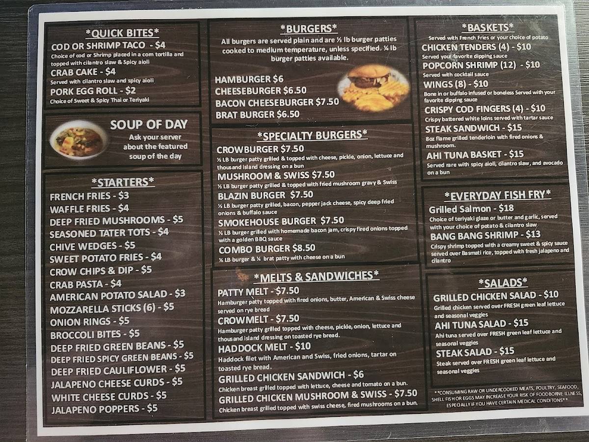 Menu at Crow Bar & Grill, Mishicot