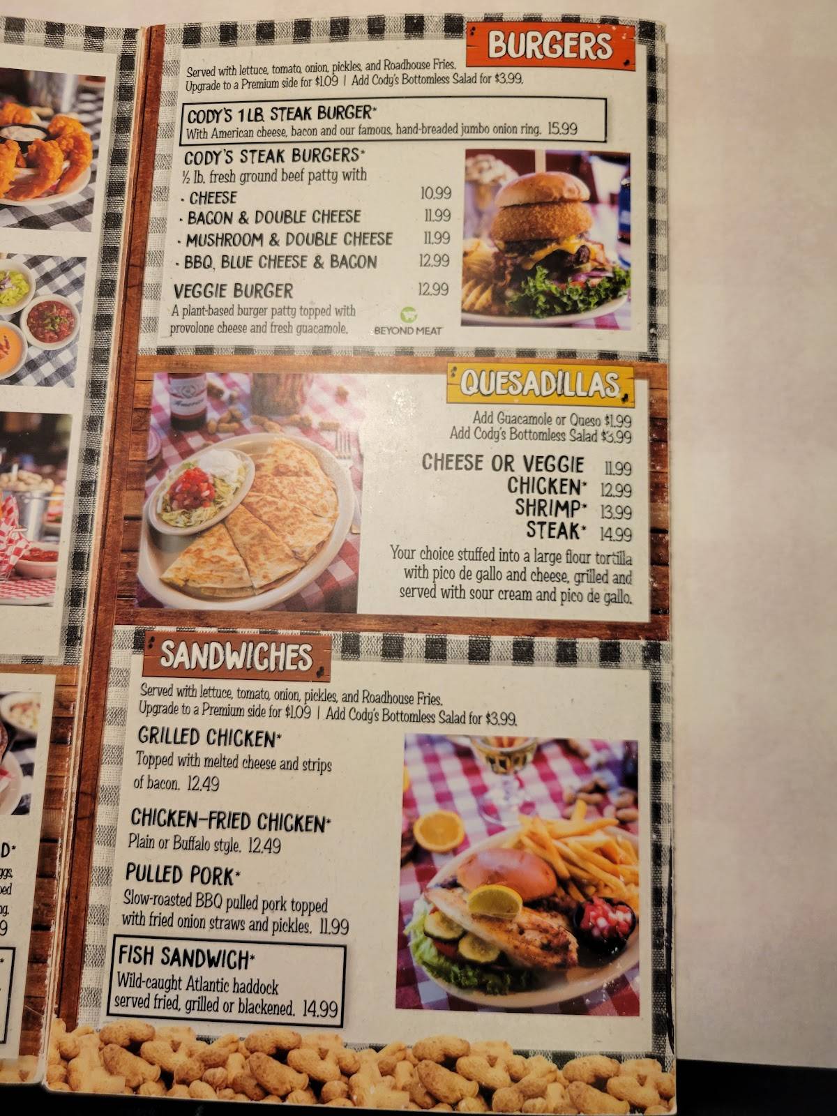 Menu at Cody's Original Roadhouse - Crystal River steakhouse, Crystal River