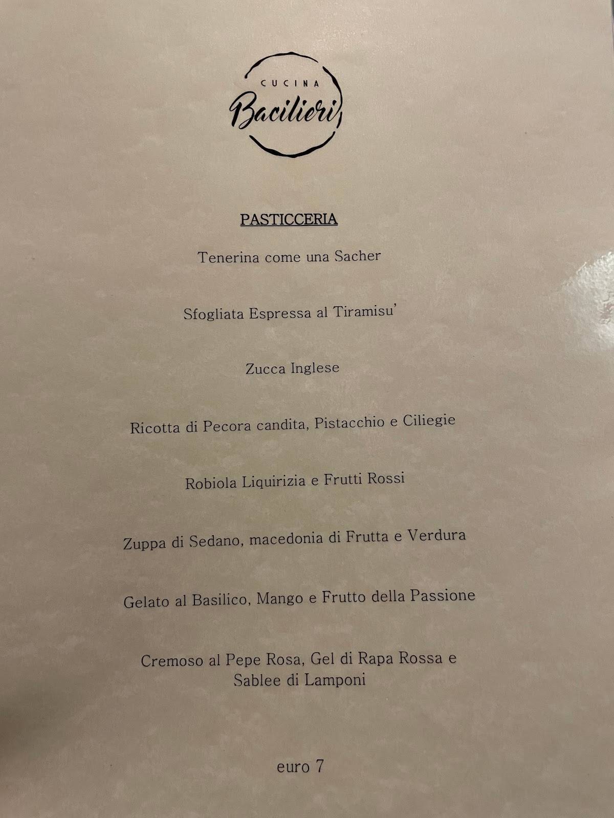 Menu da Cucina Bacilieri pub & bar, Ferrara, Via Terranuova