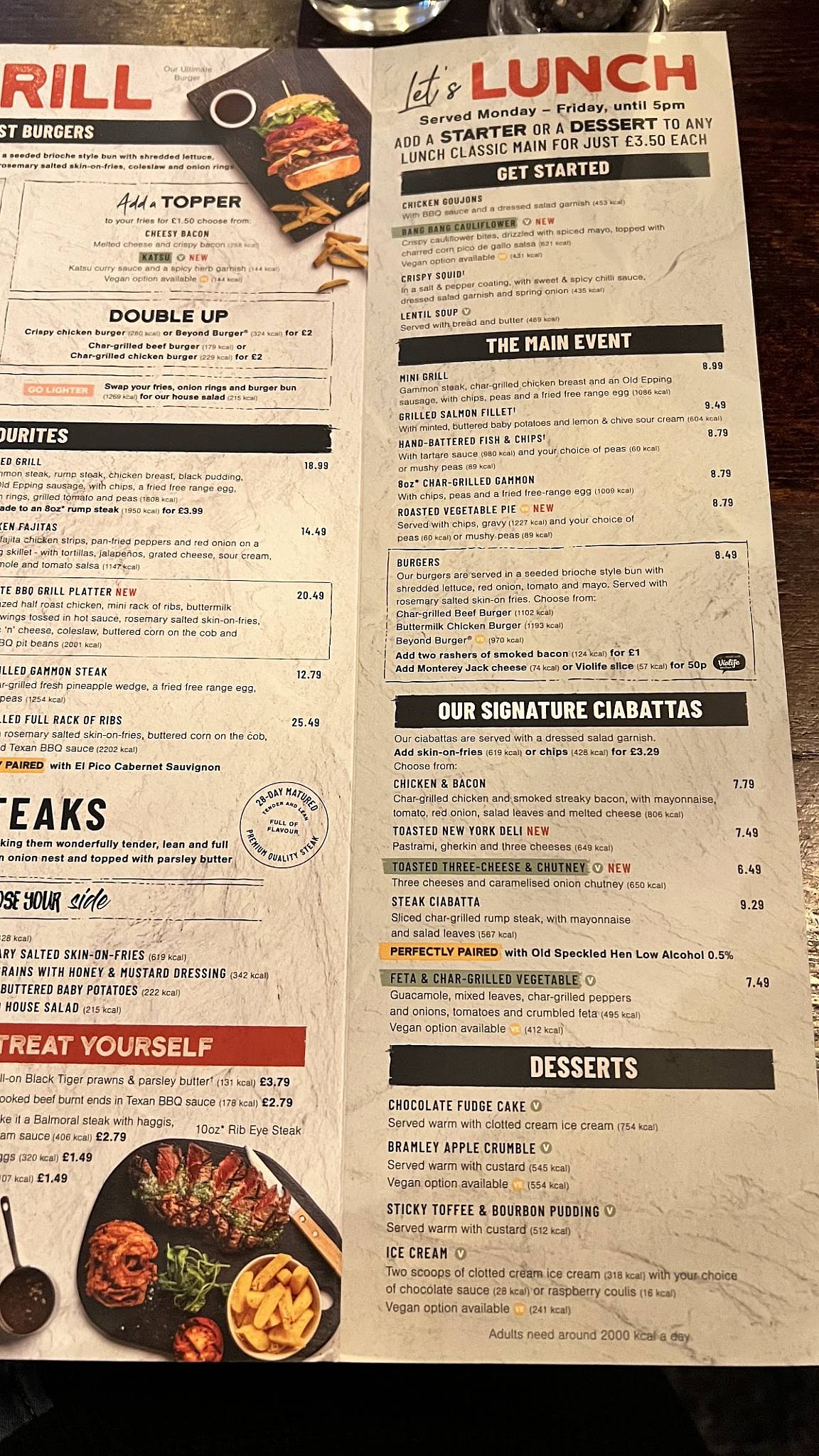 Menu at Cuddie Brae pub & bar, Musselburgh