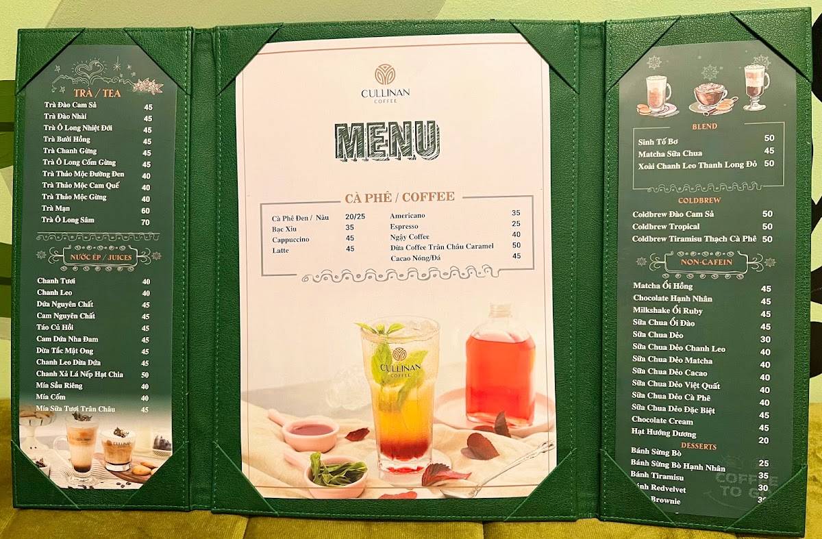 Menu at Cullinan Coffee - 32 Xuân Quỳnh restaurant, Hanoi