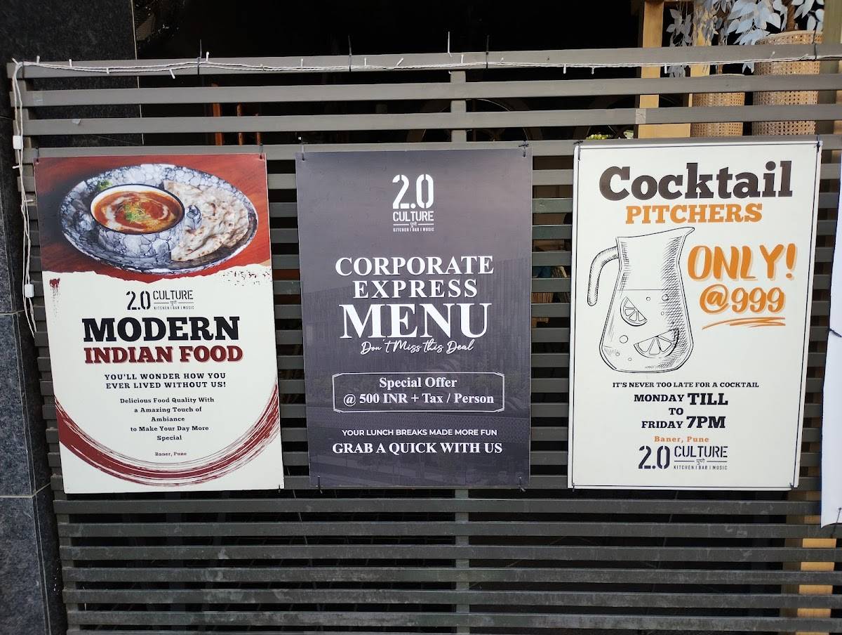 Menu at Cultture BHS, Pune