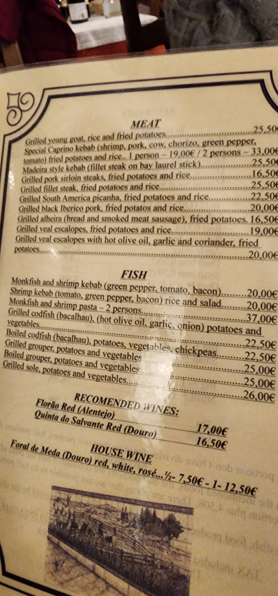 Menu em Curral dos Caprinos restaurante, Sintra, R. 28 de Setembro