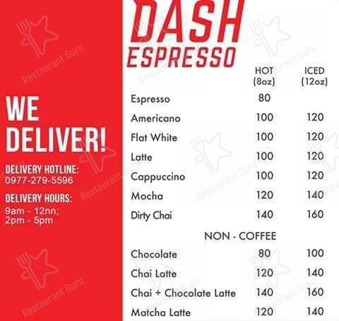 Menu at DASH Espresso, Makati, Pantree Food Hall