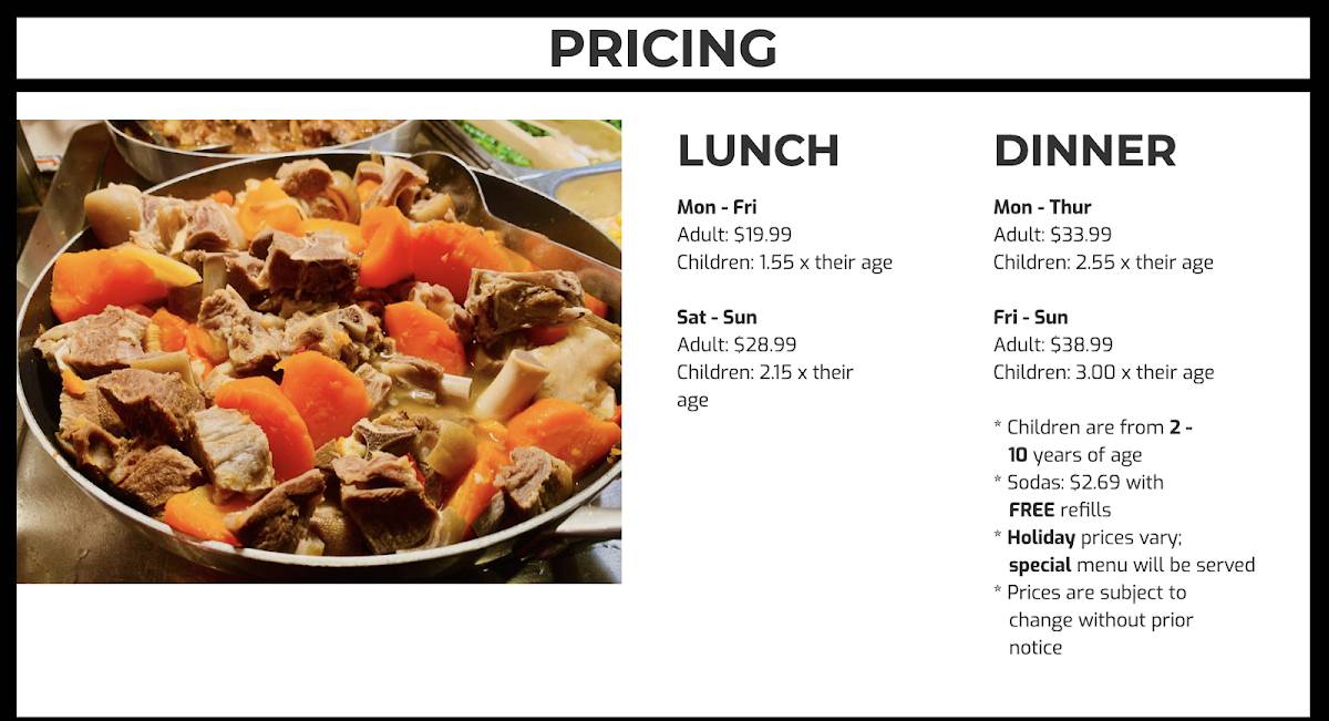 Menu at DJ's International Buffet restaurant, Garden City
