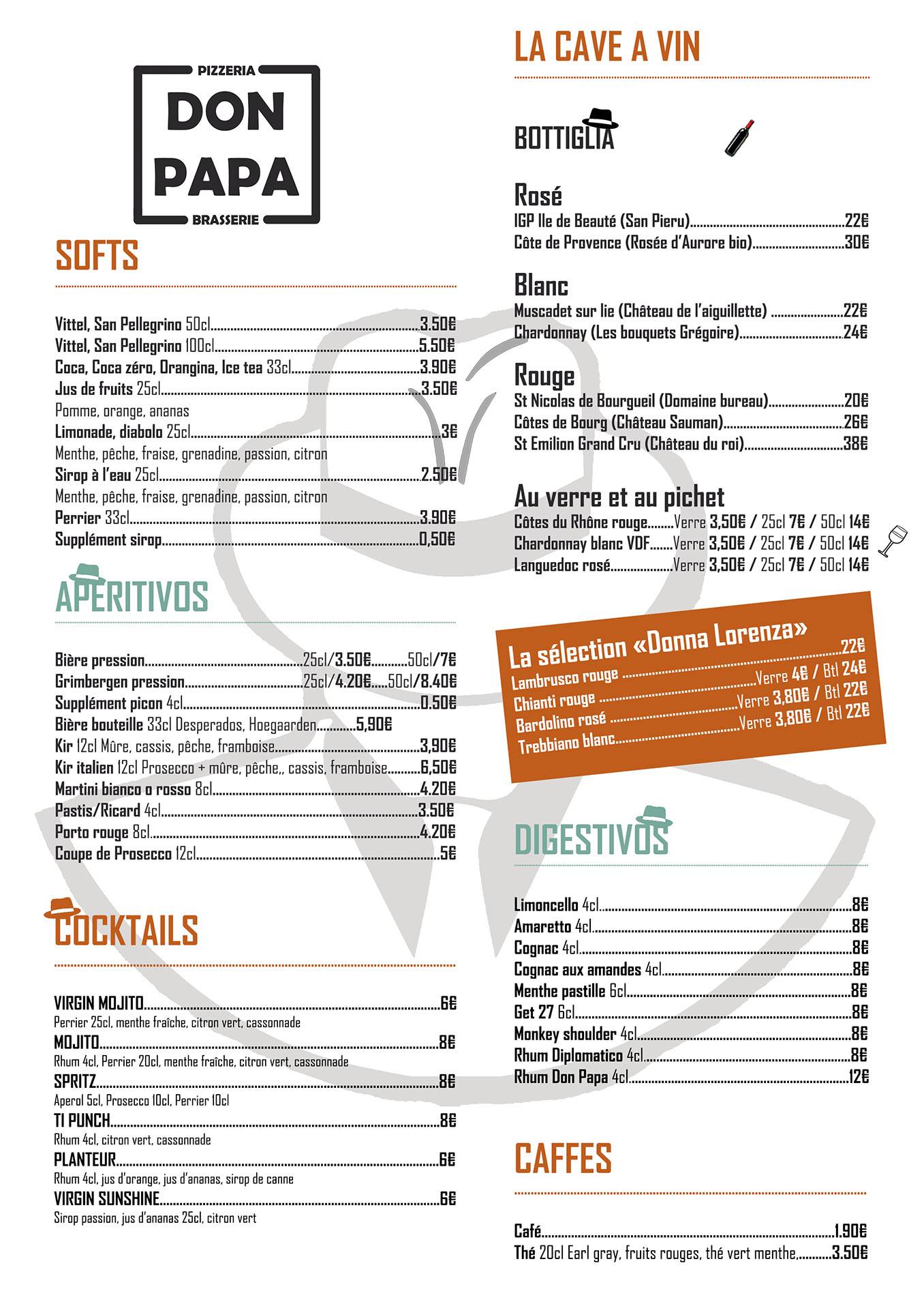 Carta del restaurante DON PAPA, Saint-Nazaire