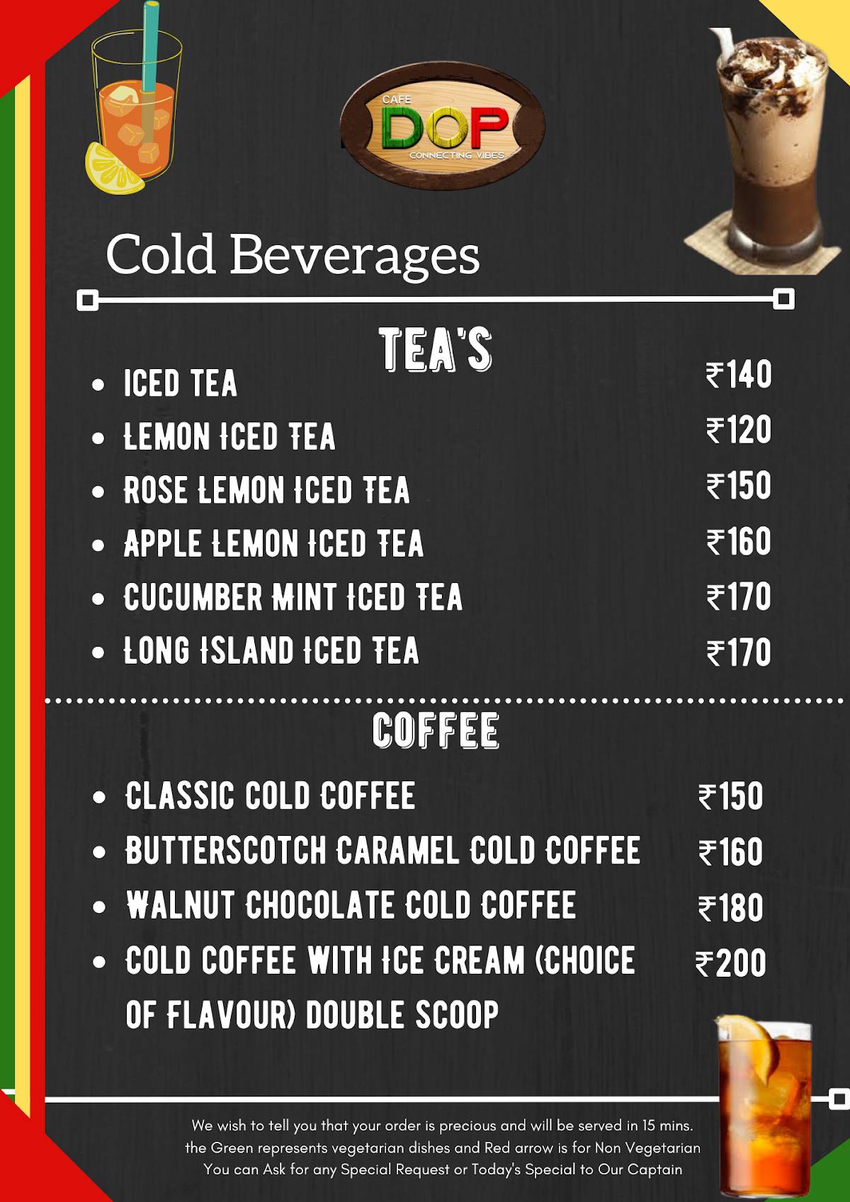 Menu at DOP Cafe, Kasol