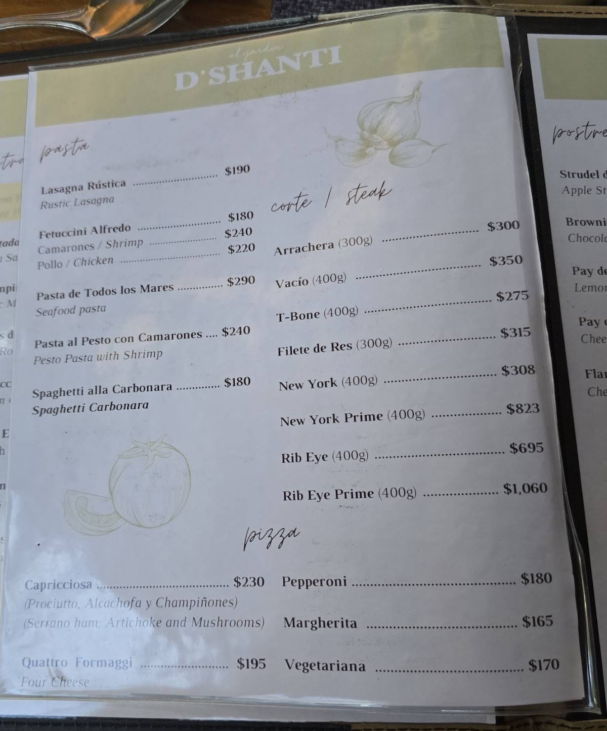 Menu at D’Shanti Restaurante, Ajijic