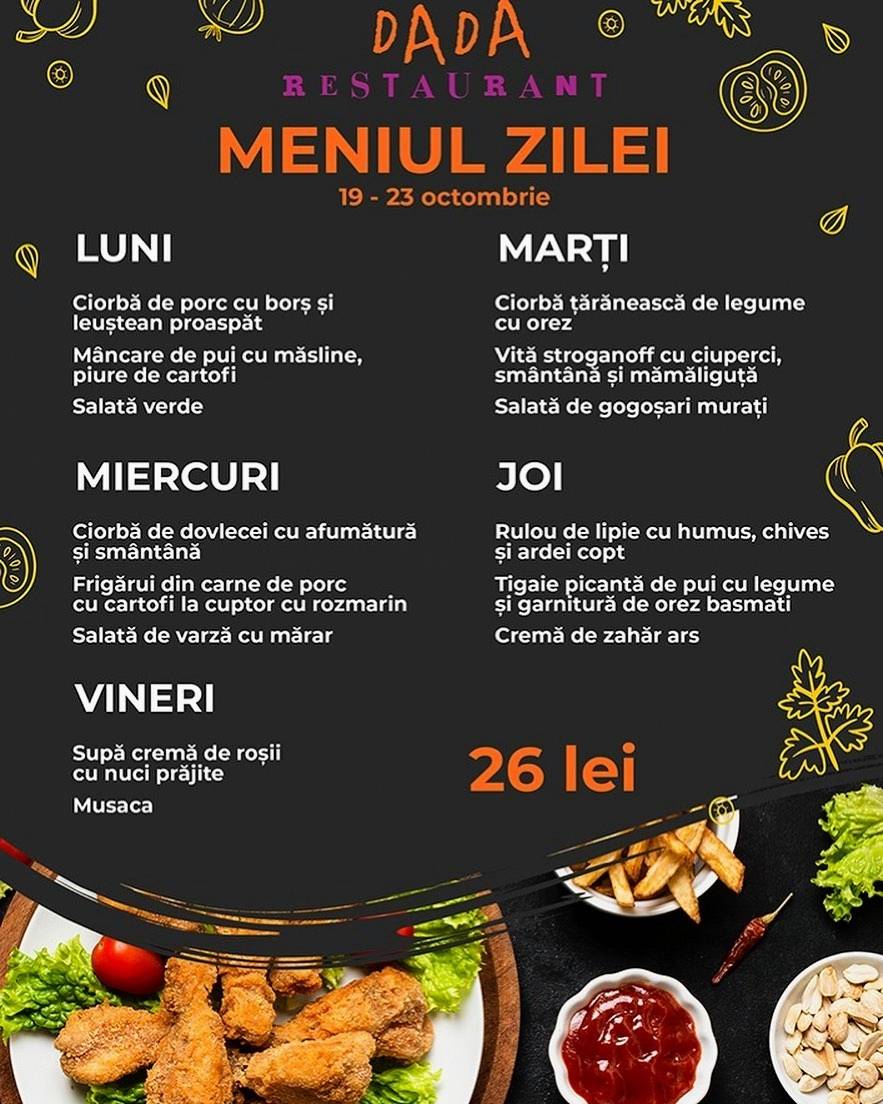 Menu at DaDa Restaurant, Bucharest