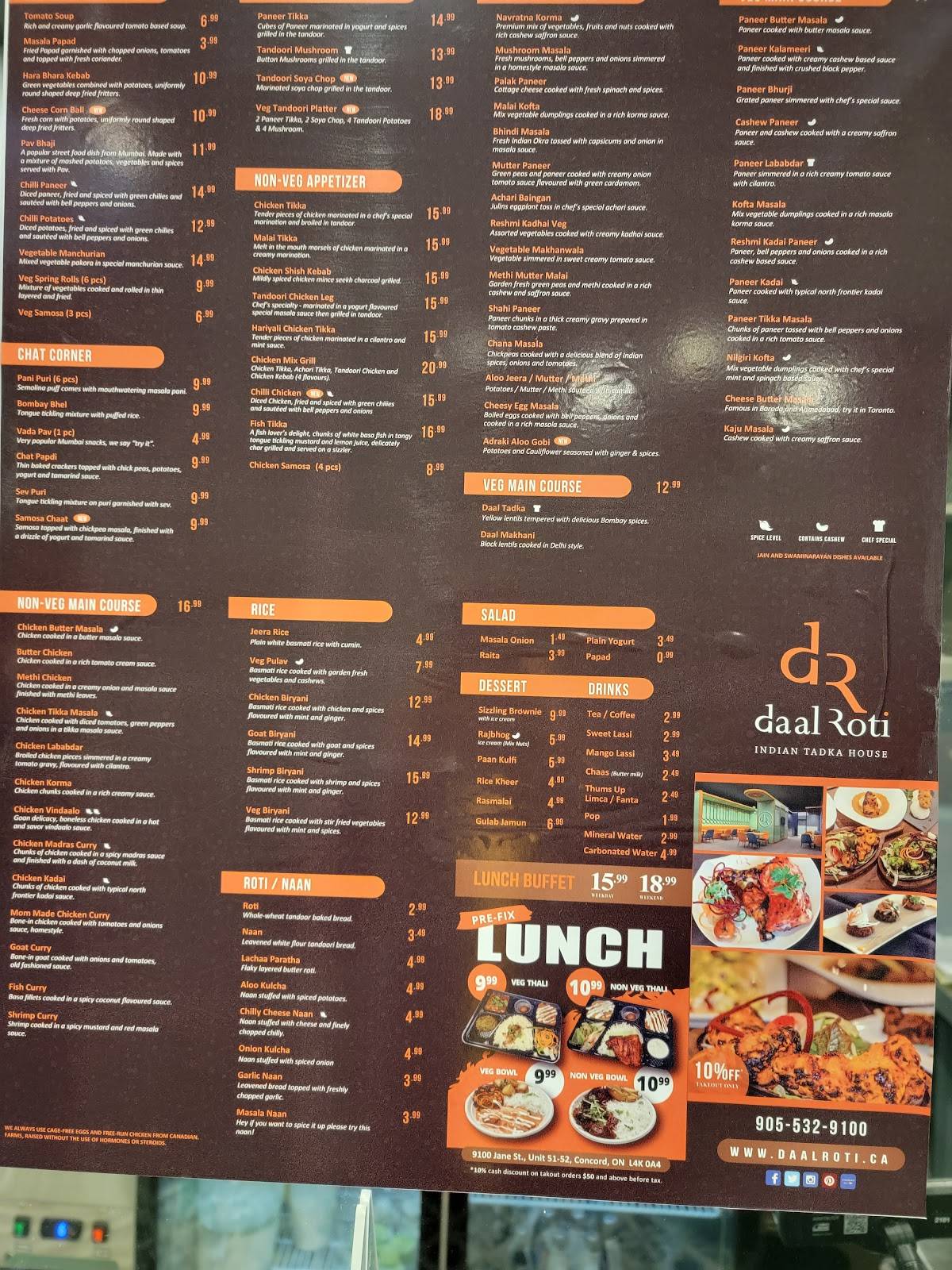 Carta del restaurante Daal Roti - Vaughan, Vaughan