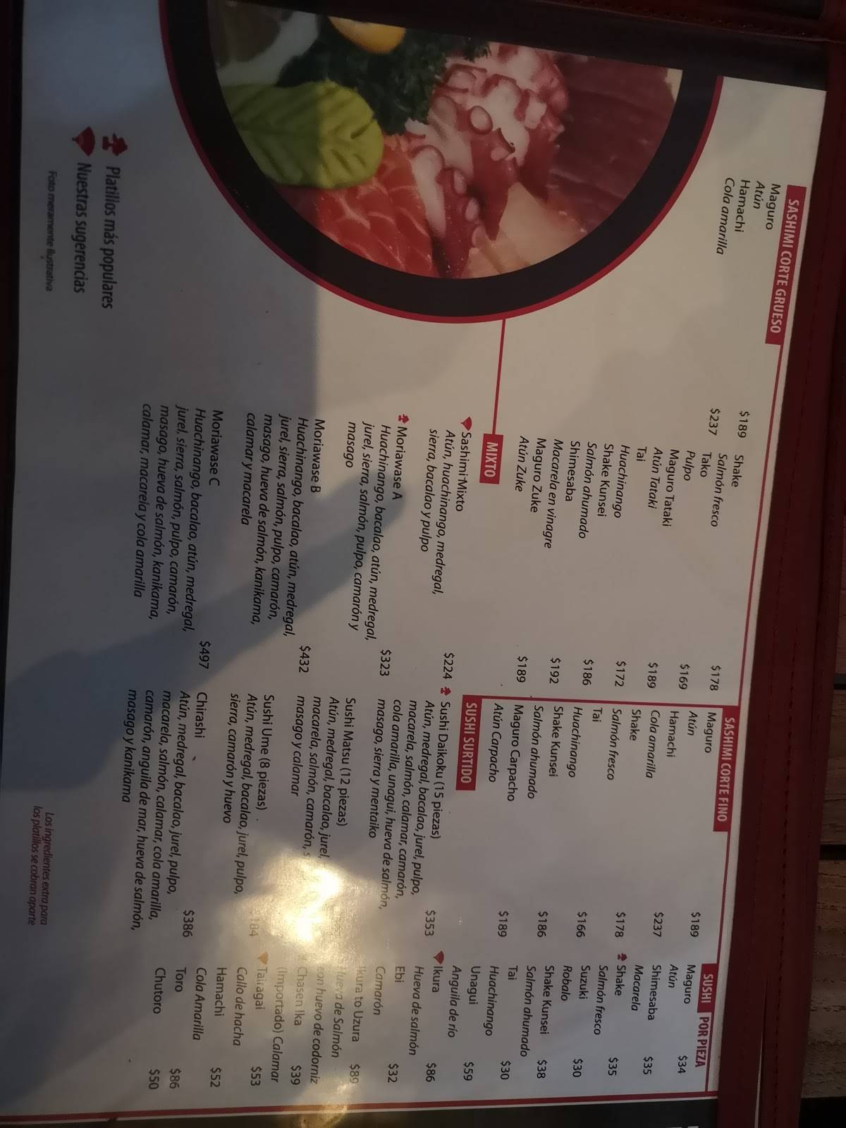 Carta del restaurante Daikoku, Ciudad del México, Londres 348