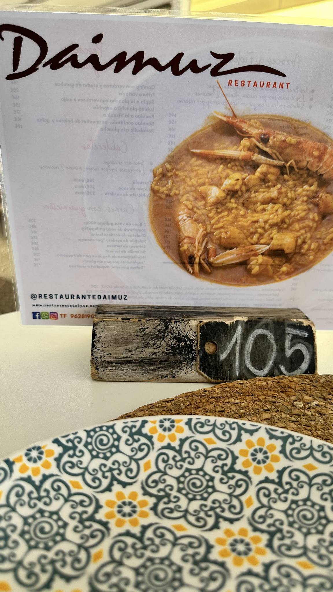 Carta de RESTAURANTE DAIMUZ, Daimuz