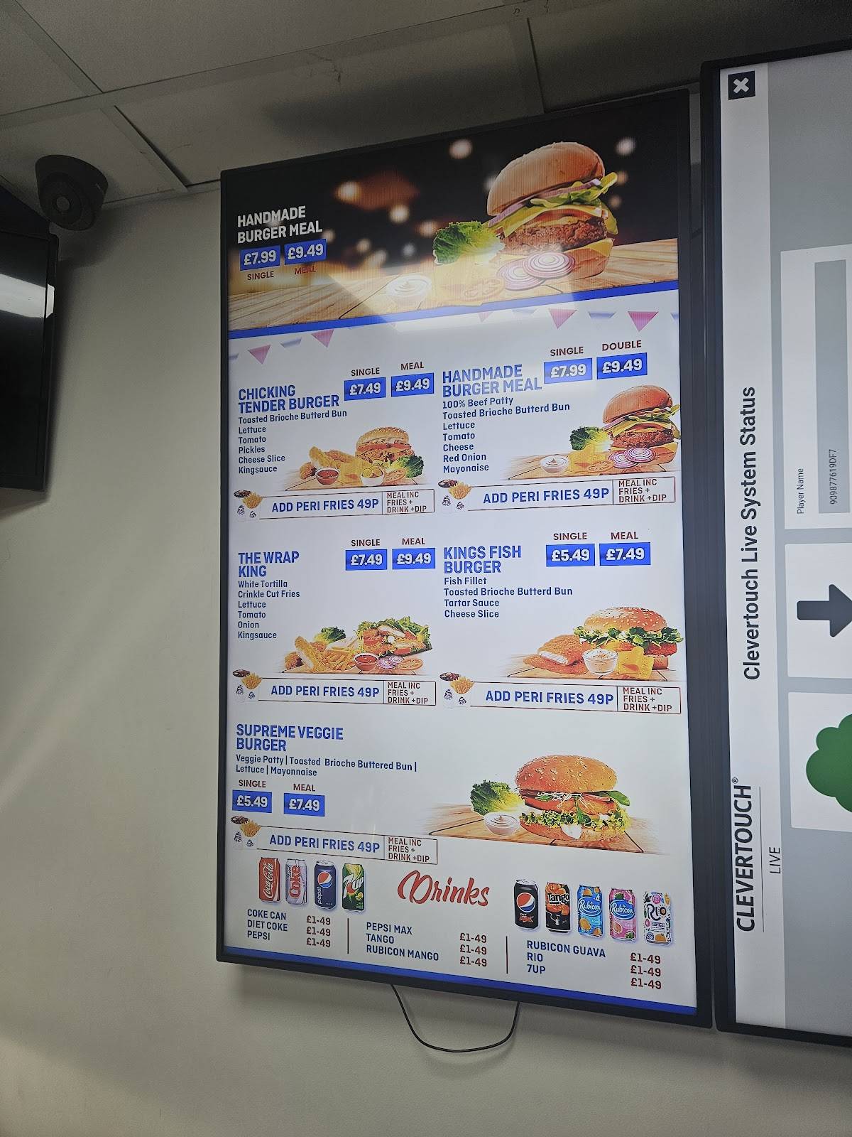 Menu at Dairy King restaurant, Birmingham