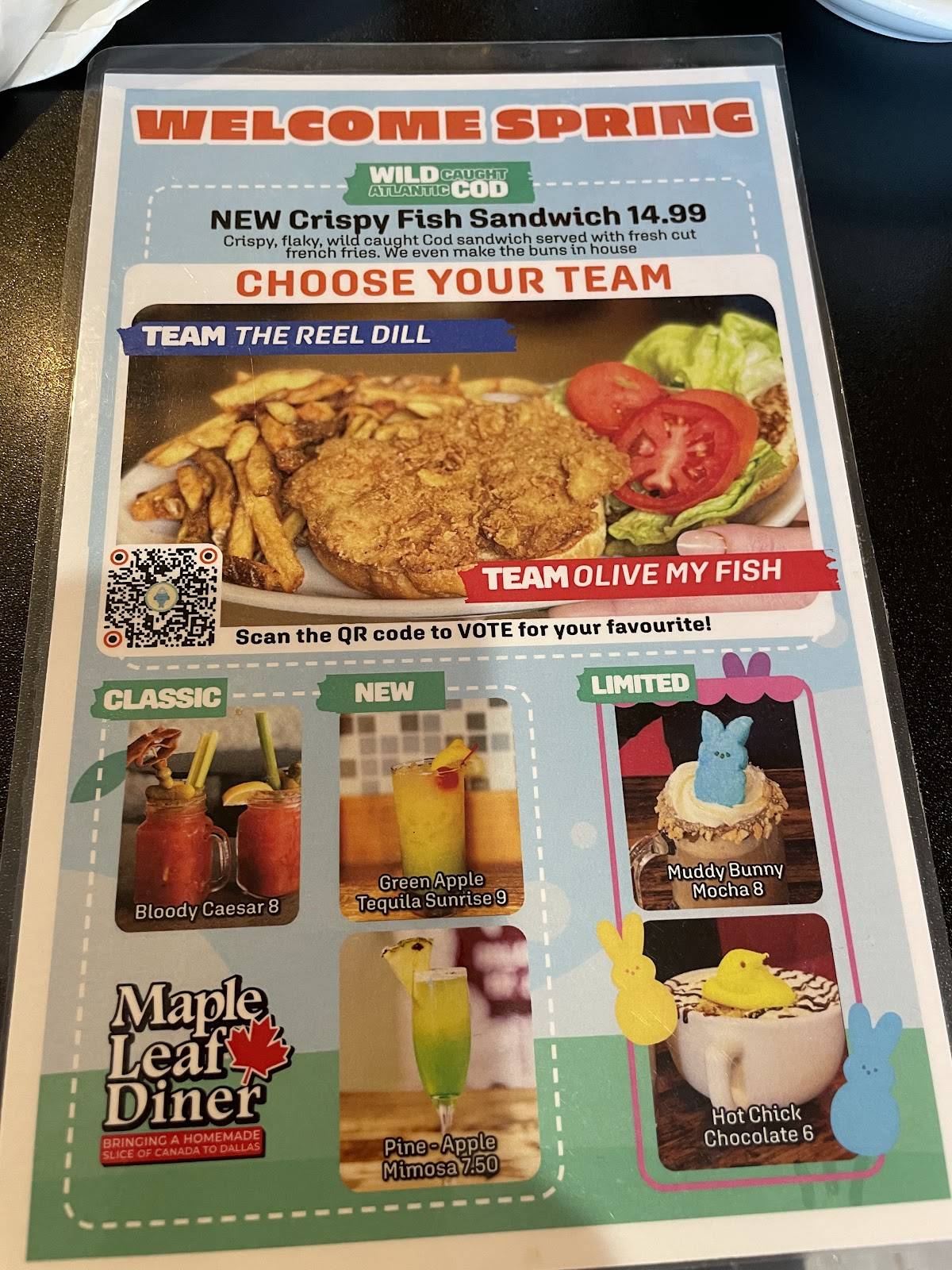 Menu at Maple Leaf Diner restaurant, Dallas