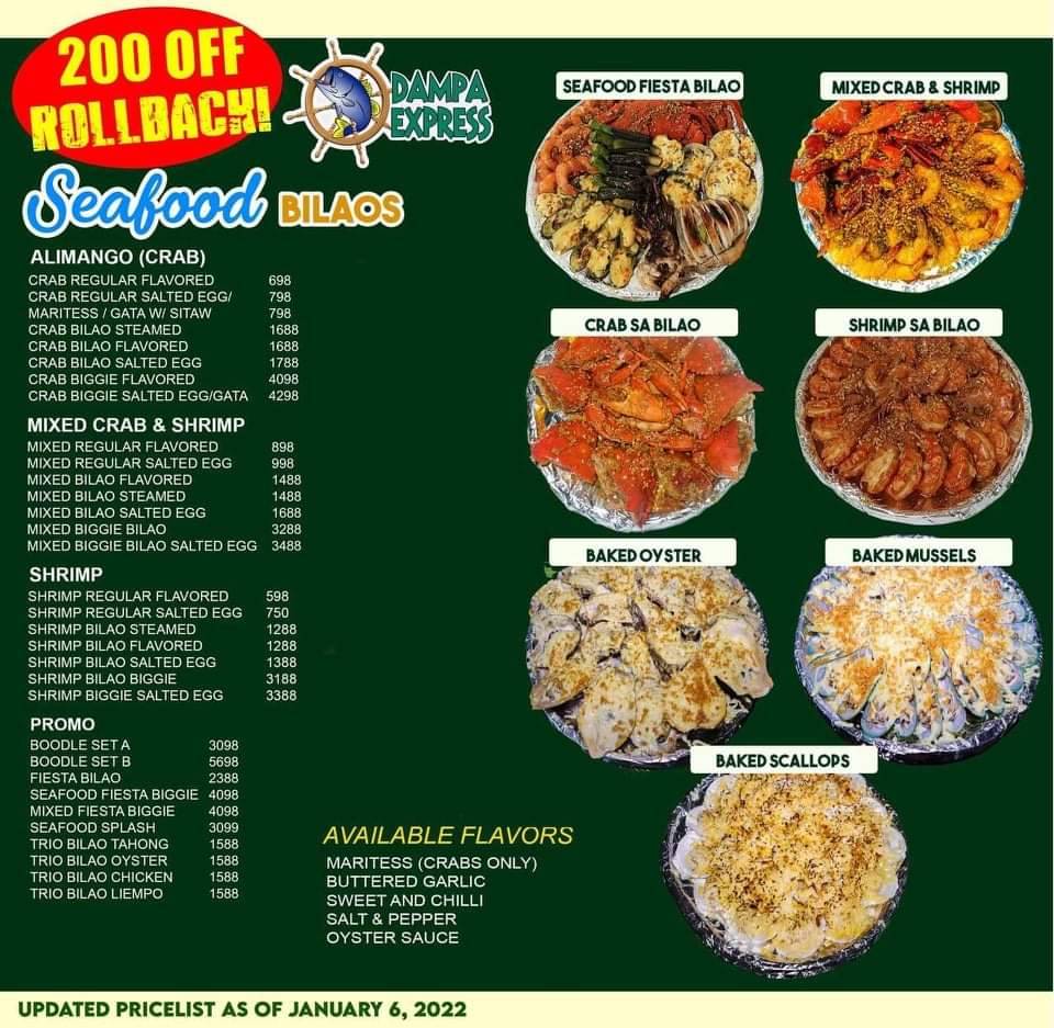 Menu at Dampa Express - Don Antonio restaurant, Quezon City