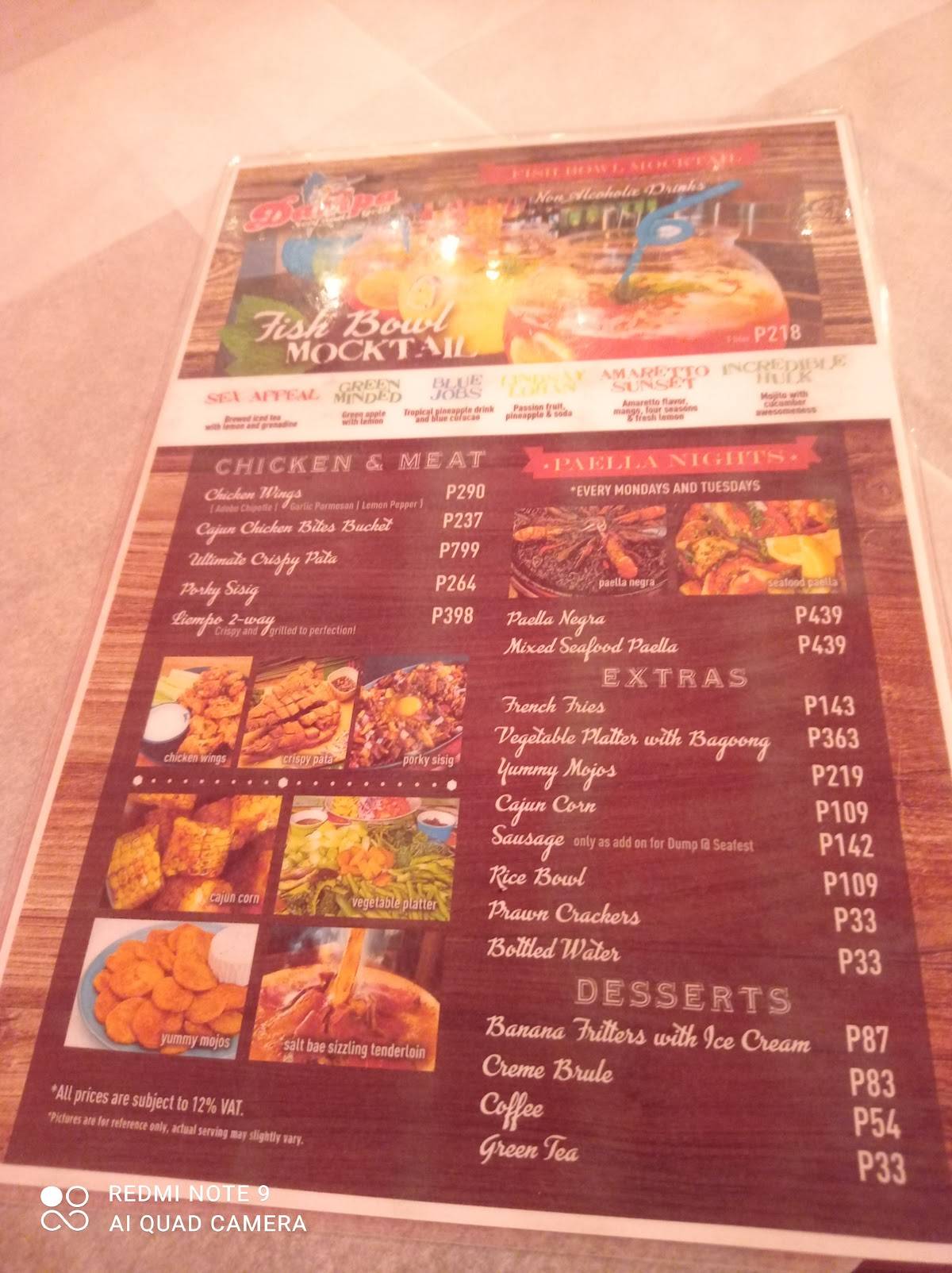 Menu at Dampa Seafood Grill - Tomas Morato restaurant, Quezon City