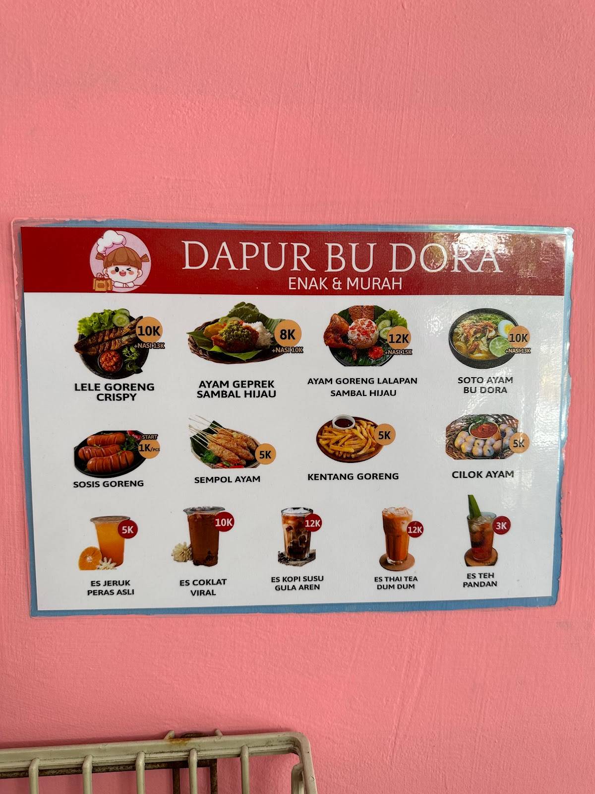 Menu at Dapur Bu Dora restaurant, Denpasar