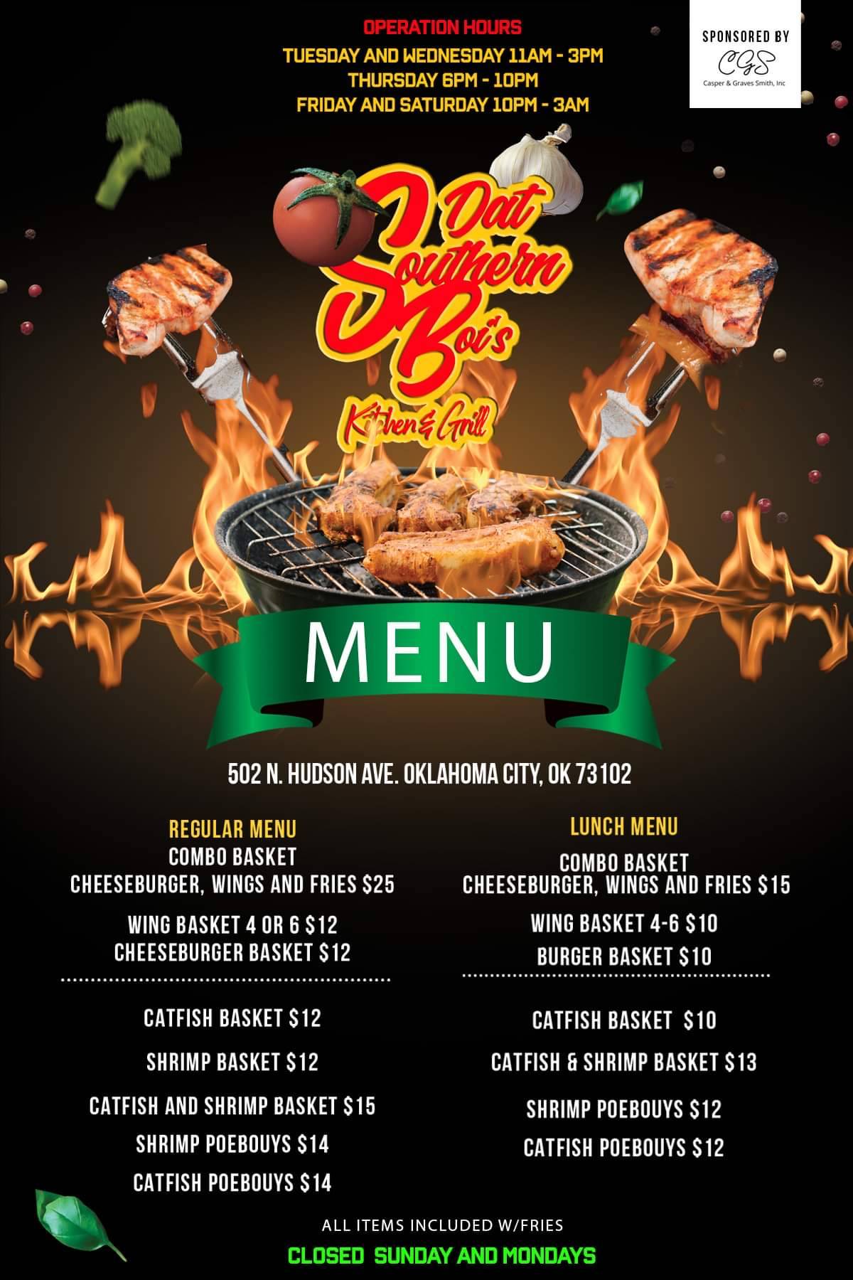 Carta del restaurante Dat Southern Bois Kitchen&Grill, Oklahoma City