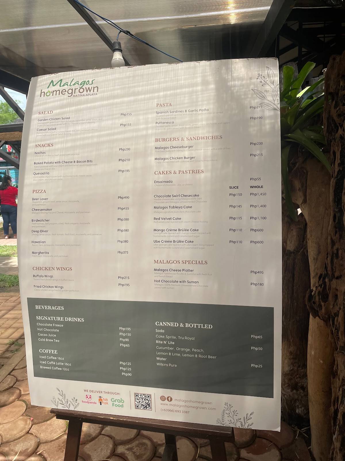 Menu at Malagos Homegrown Cafe - Matina Aplaya, Davao City
