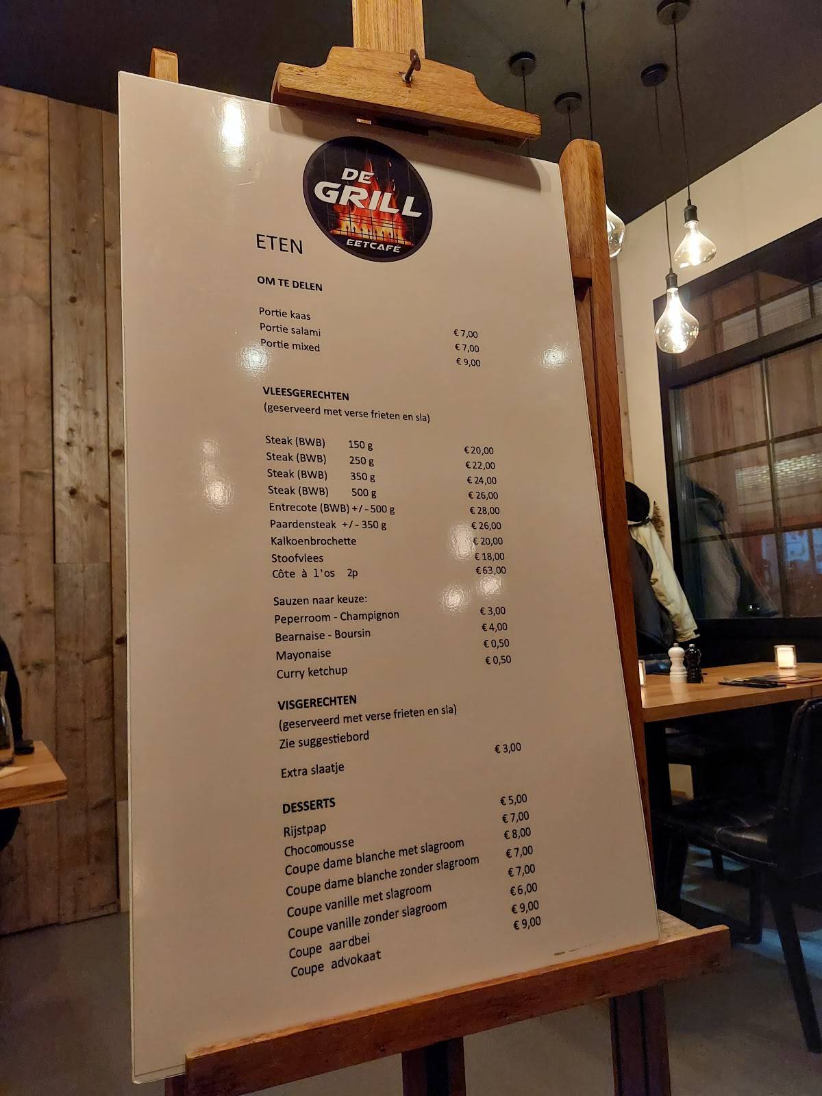 Speisekarte von De Grill restaurant, Merchtem