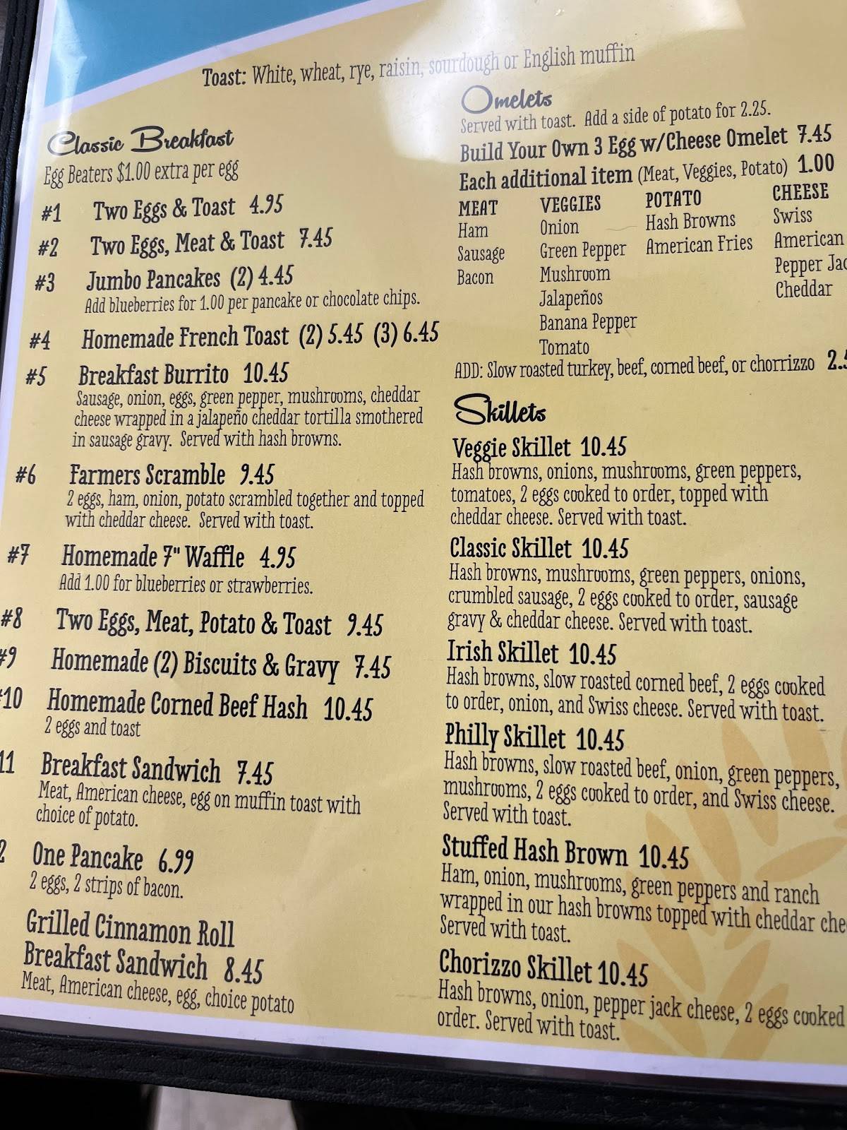 Menu at Deb's Cafe, Shelby