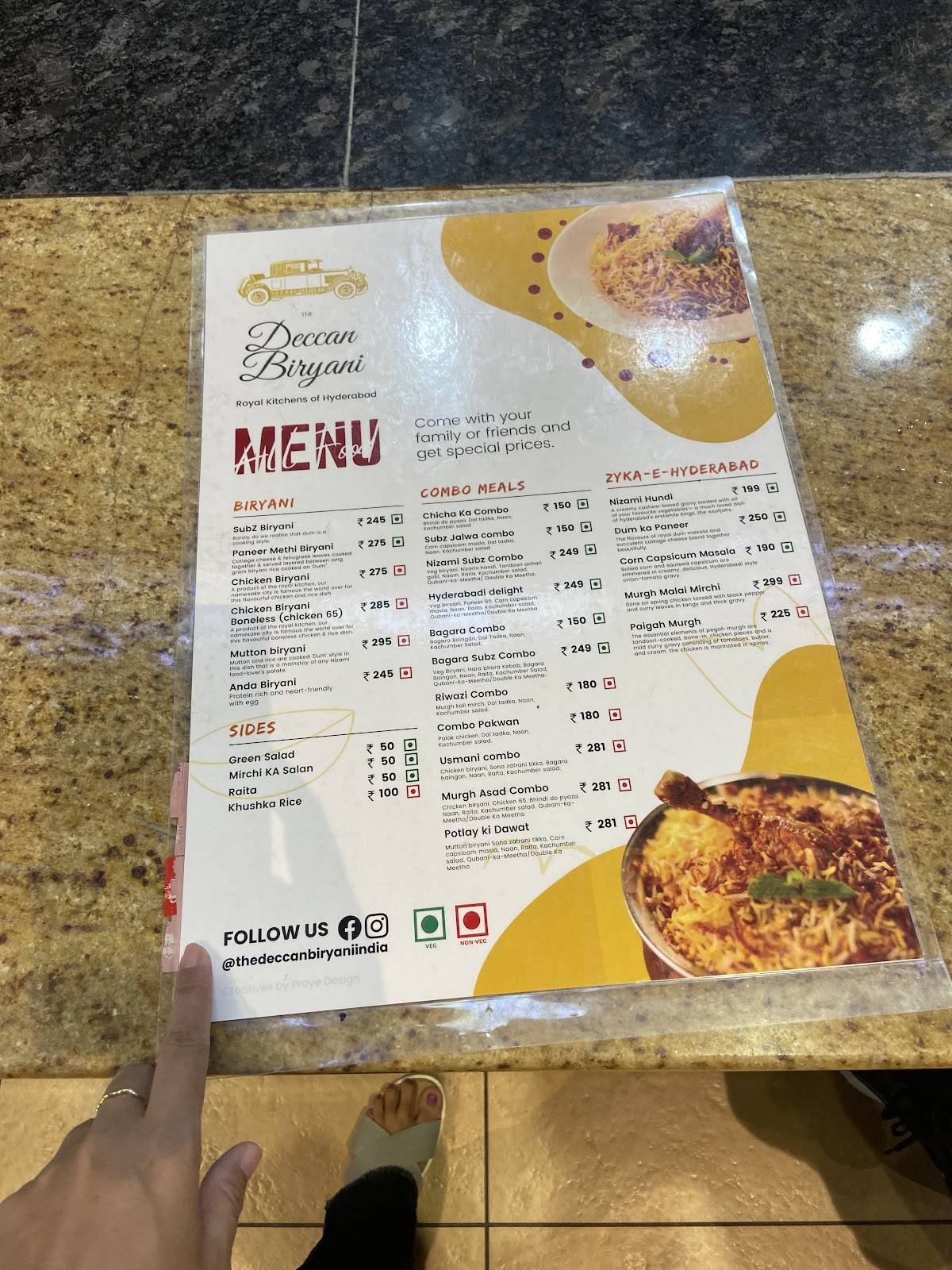 Menu at Deccan Biryani, Bengaluru