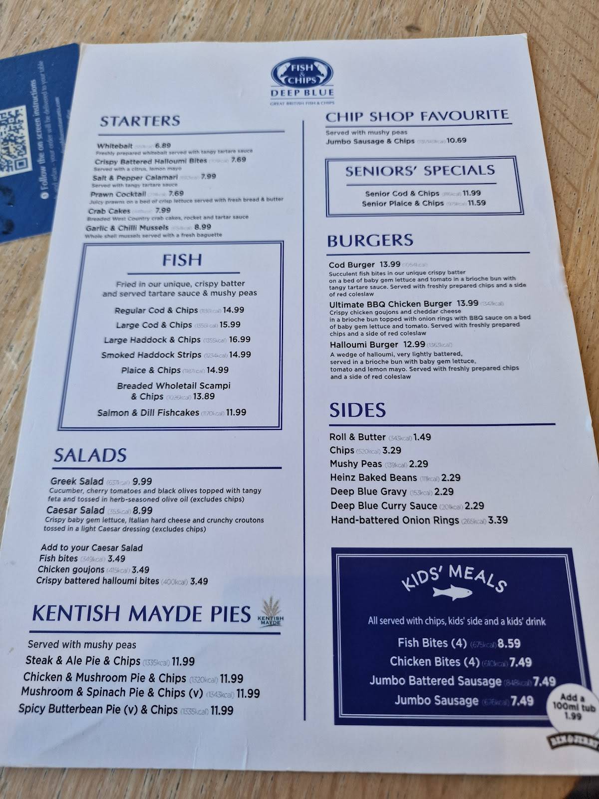 Menu at Deep Blue Fish & Chips fast food, Portsmouth, Units 4