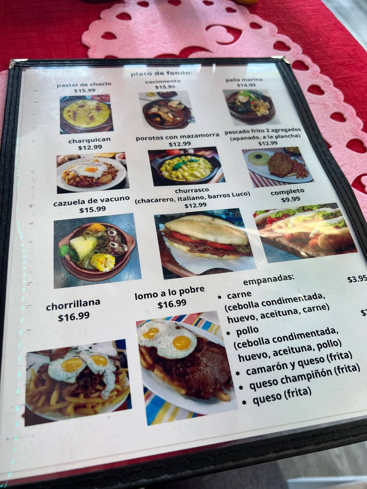 Carta de Del Prado Market Restaurante Chileno, Aventura