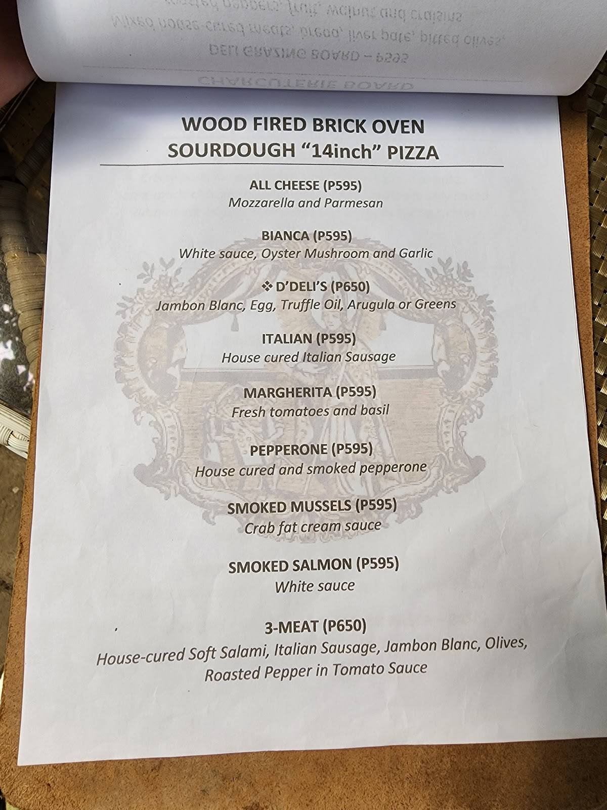 Menu at Deli de San Honore restaurant, Tagaytay, Zambal Road