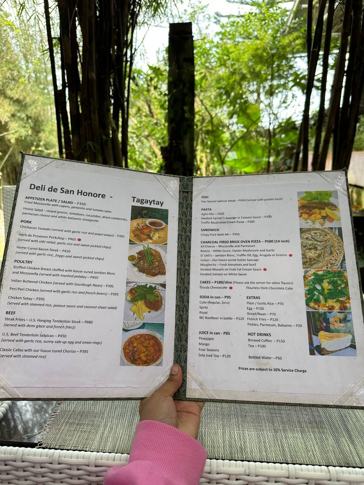 Menu at Deli de San Honore restaurant, Tagaytay, Zambal Road