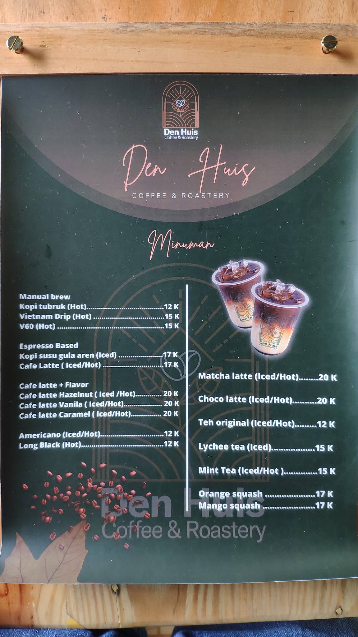 Menu at Den Huis Coffee & Roastery, Purwokerto