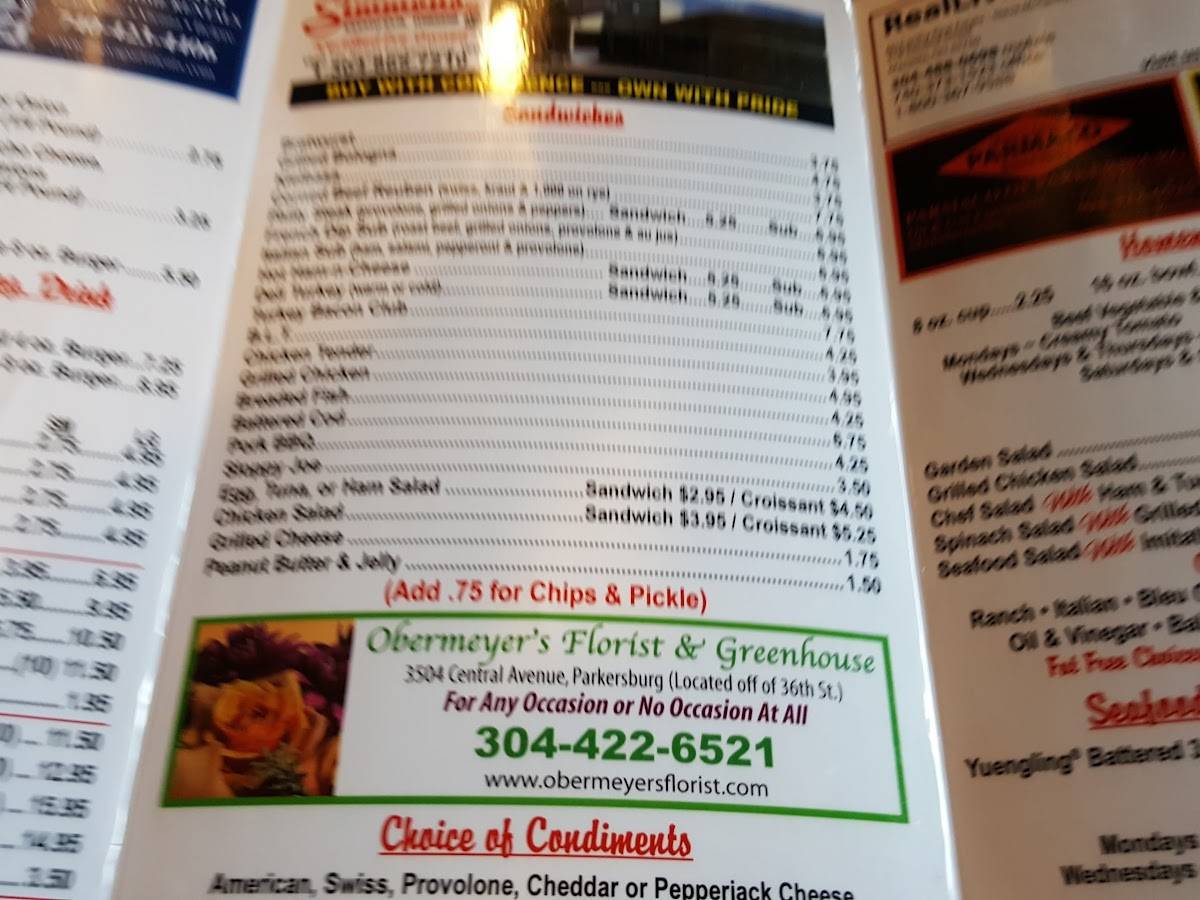 Menu at Der Dog Haus restaurant, Parkersburg
