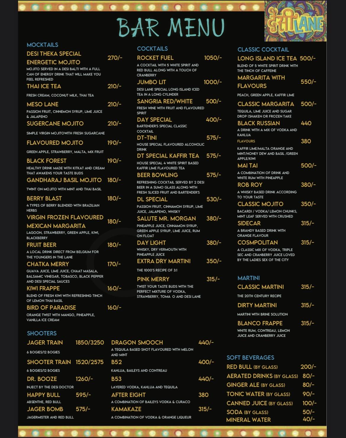 Menu at Desi Lane BT College, Kolkata