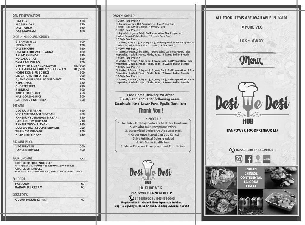 Menu at Desi We Desi Hub, Mumbai