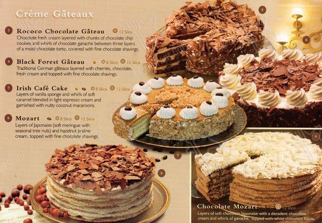 Menu at Château Gâteaux Riverside Shopping Centre desserts, Sandton ...