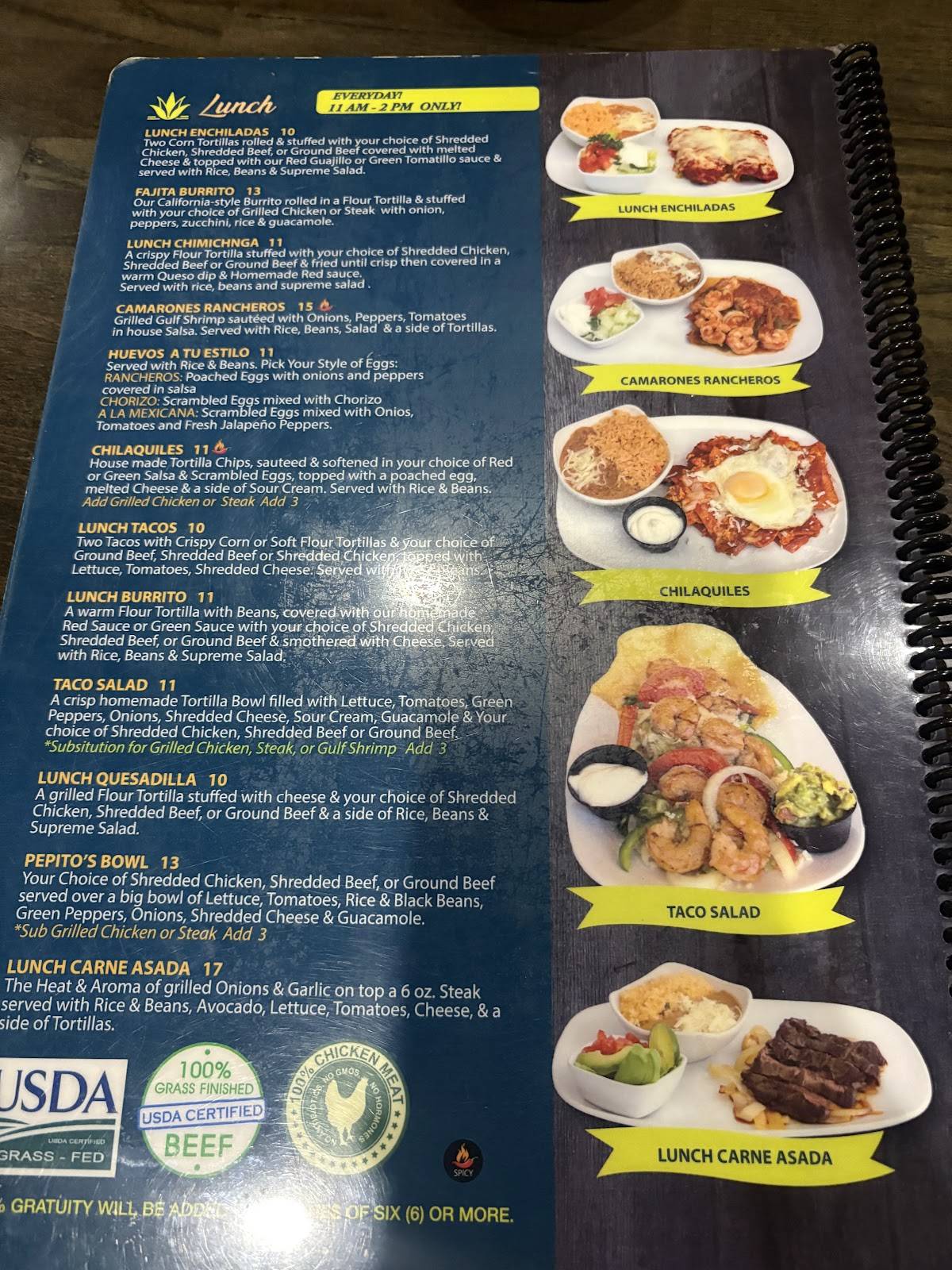 Menu at Pepitos Mexican Restaurant - Niceville, Niceville